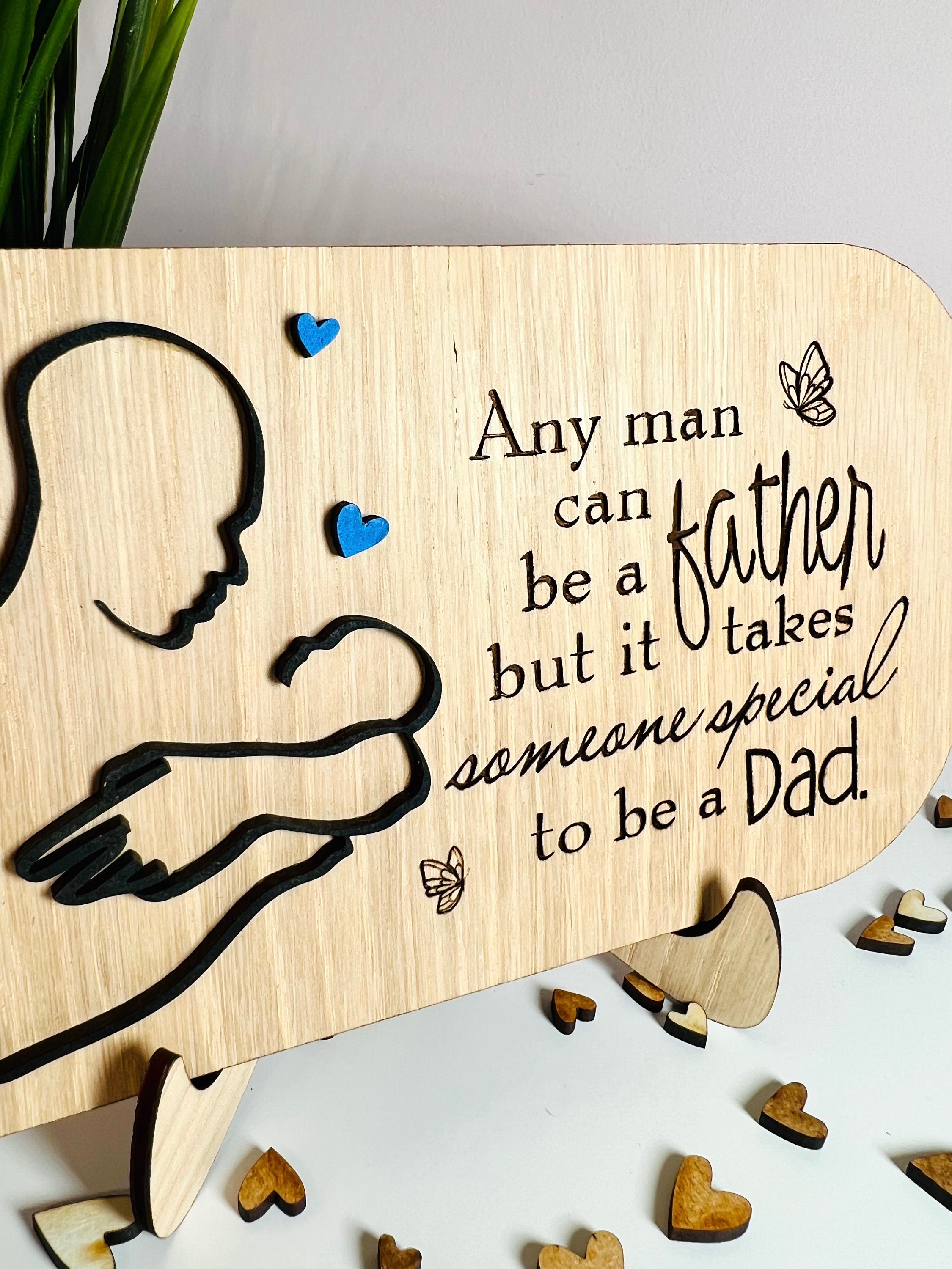 Father/dad Wooden Line Art Plaque Birthday Father's Day Christmas - Etsy