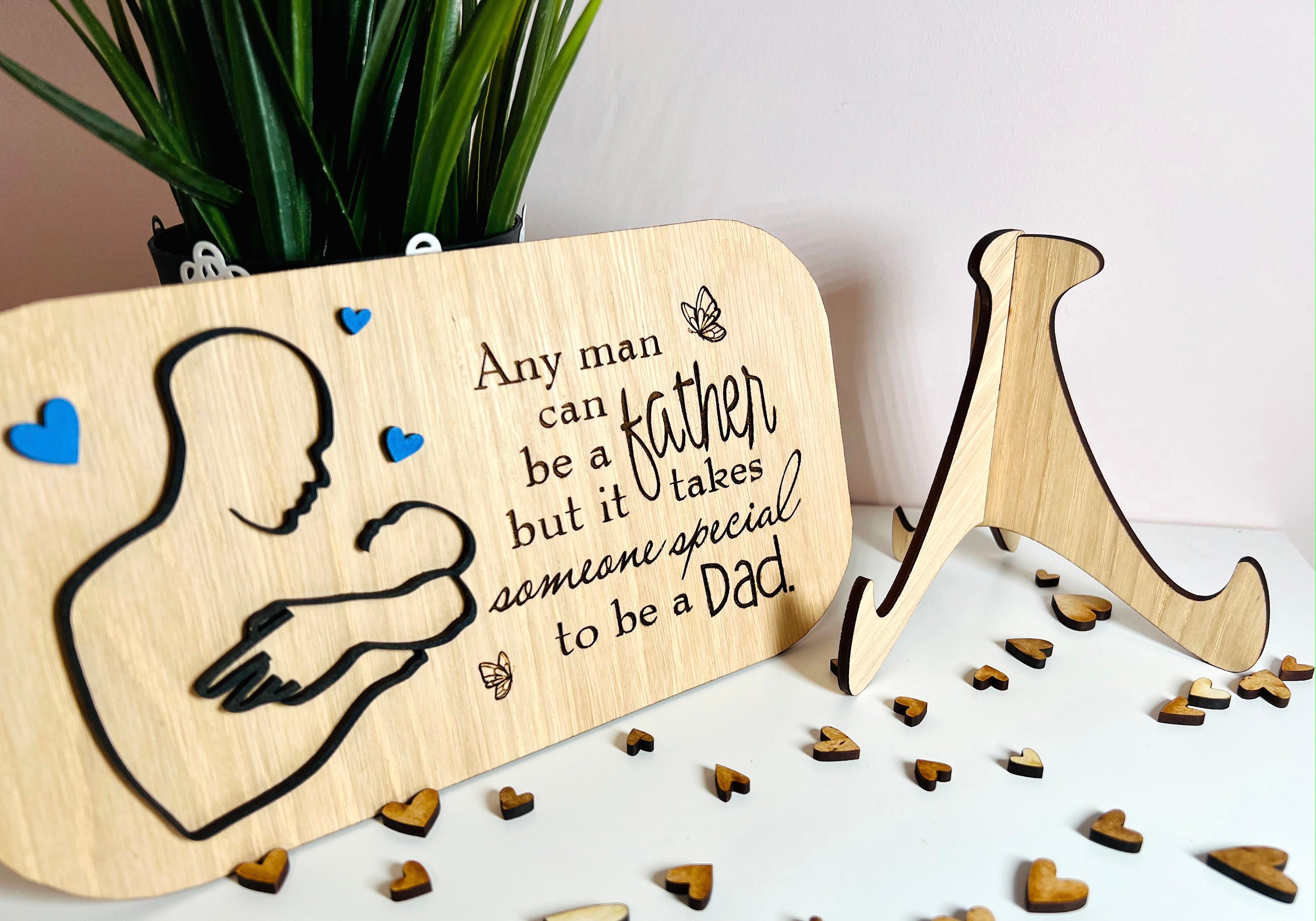 Father/dad Wooden Line Art Plaque Birthday Father's Day Christmas - Etsy