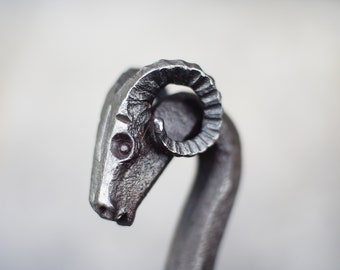 Hand Forged Iron Ram's Head Fire Poker Blacksmith Made - Etsy