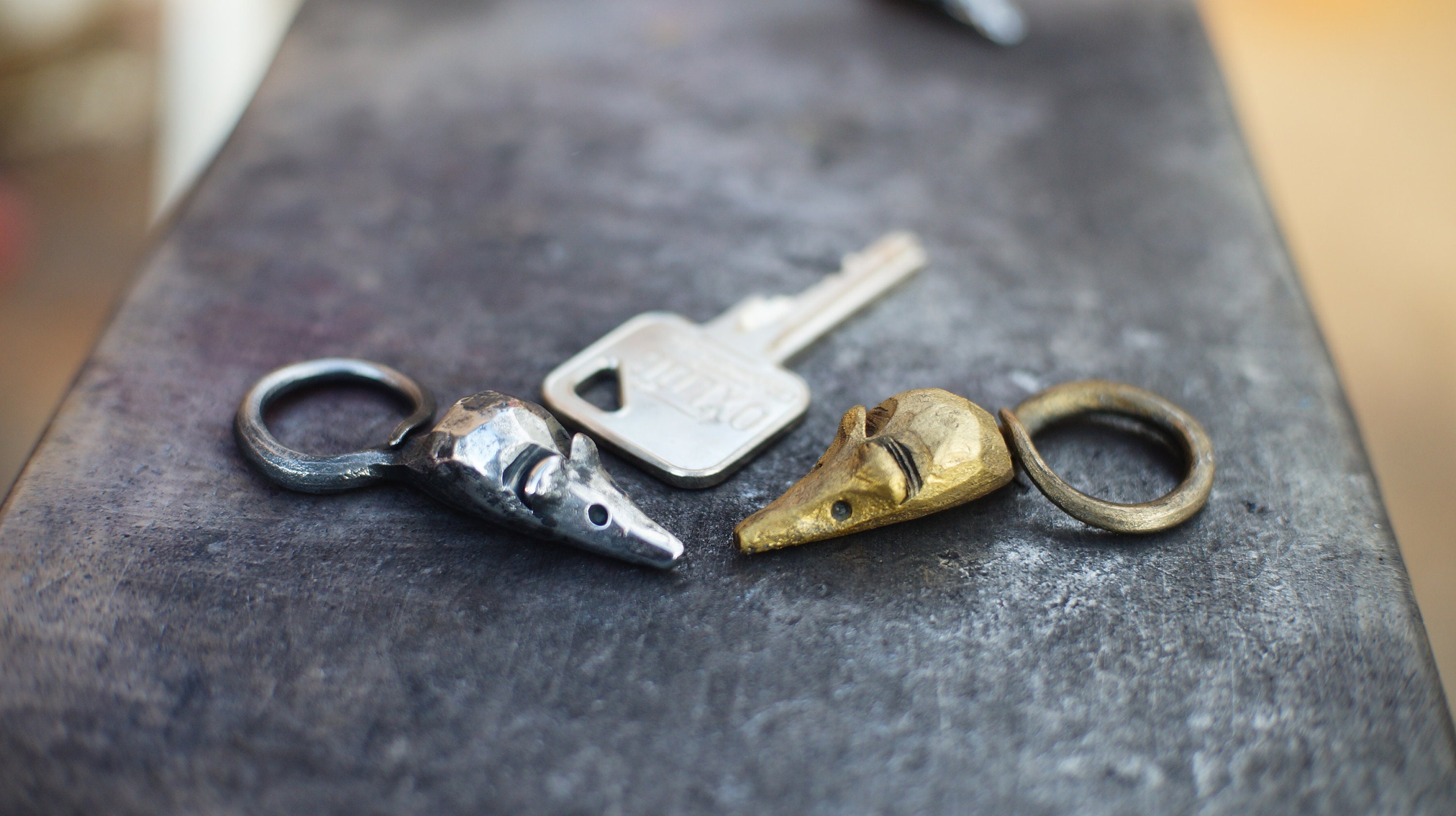 Hand Forged Mouse Keychain / Fob. Key Ring. - Etsy