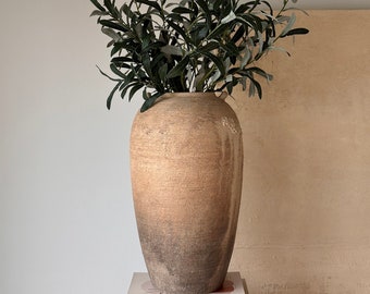 Aged Vessel, Stone Textured Vase, 9.5'' Tall, Rustic Artisan Vase, Hand ...