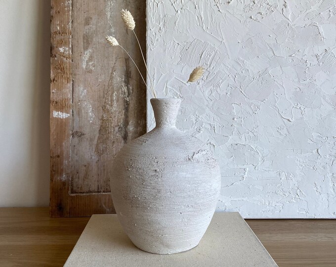 Rustic Distressed Vase 6'' Tall, Hand Finish Vase, Artisan Vase, Stone ...