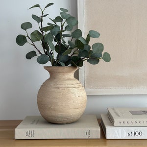 Aged Vessel, Stone Textured Vase, 9'' Tall, Rustic Artisan Vase, Hand ...