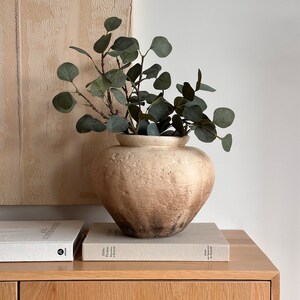 Large Vase, Aged Vessel, 9.5'' Tall, Rustic Distressed Vase, Hand ...