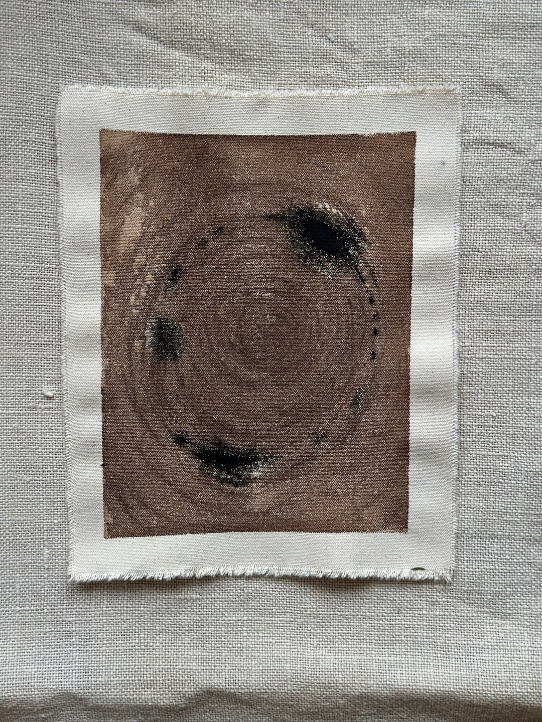 Abstract Art on Raw Cotton, 8x10'' Artwork, Optional Oak Frame, Wabi ...