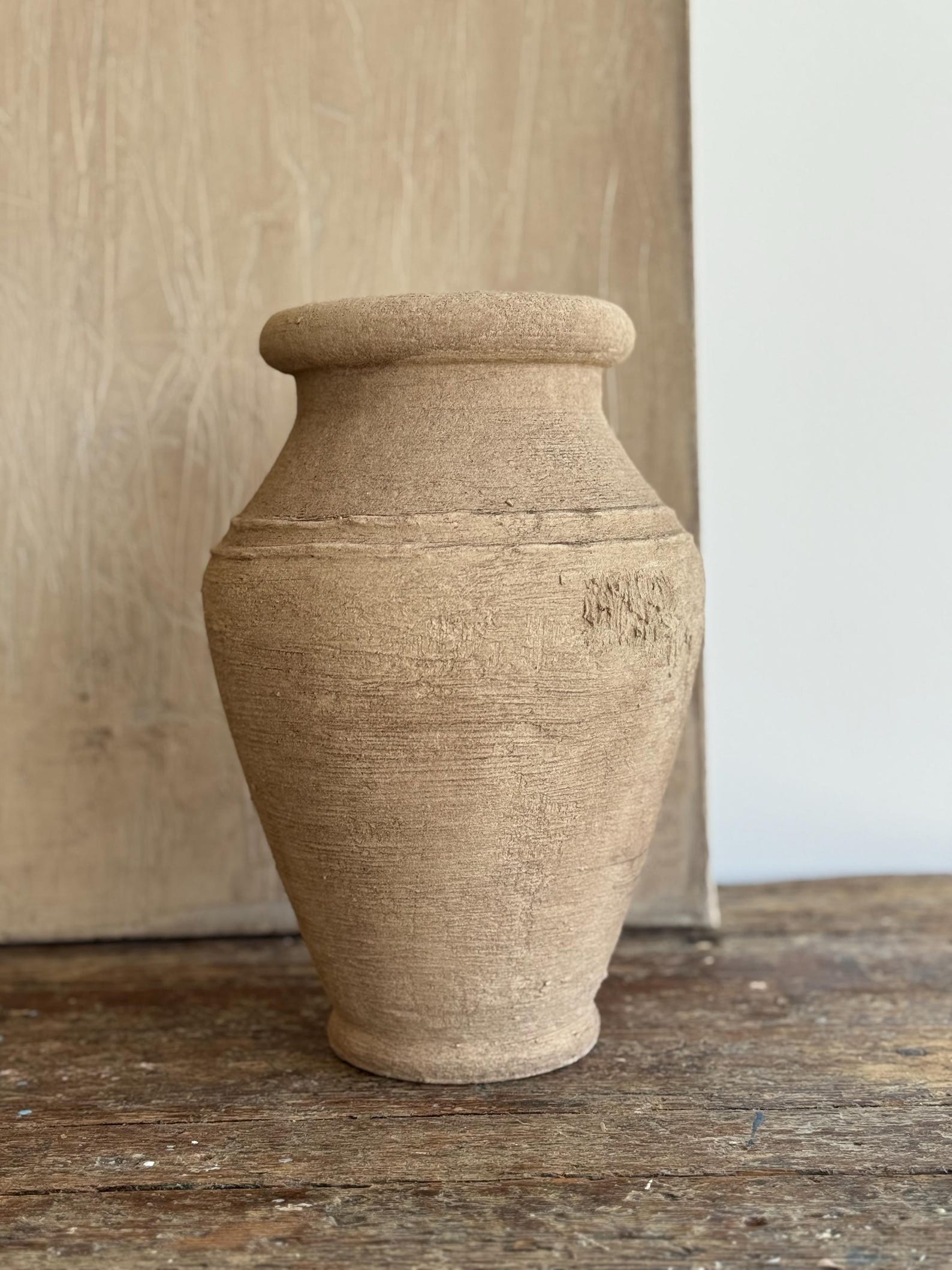 Hand-painted Beige Rustic Vase: Textured Ceramic Decor, 12" - Etsy