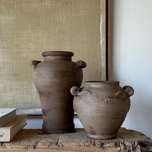 Rustic Vase, Set of 2, Aged Vessel, Rustic Distressed Vase, Hand ...