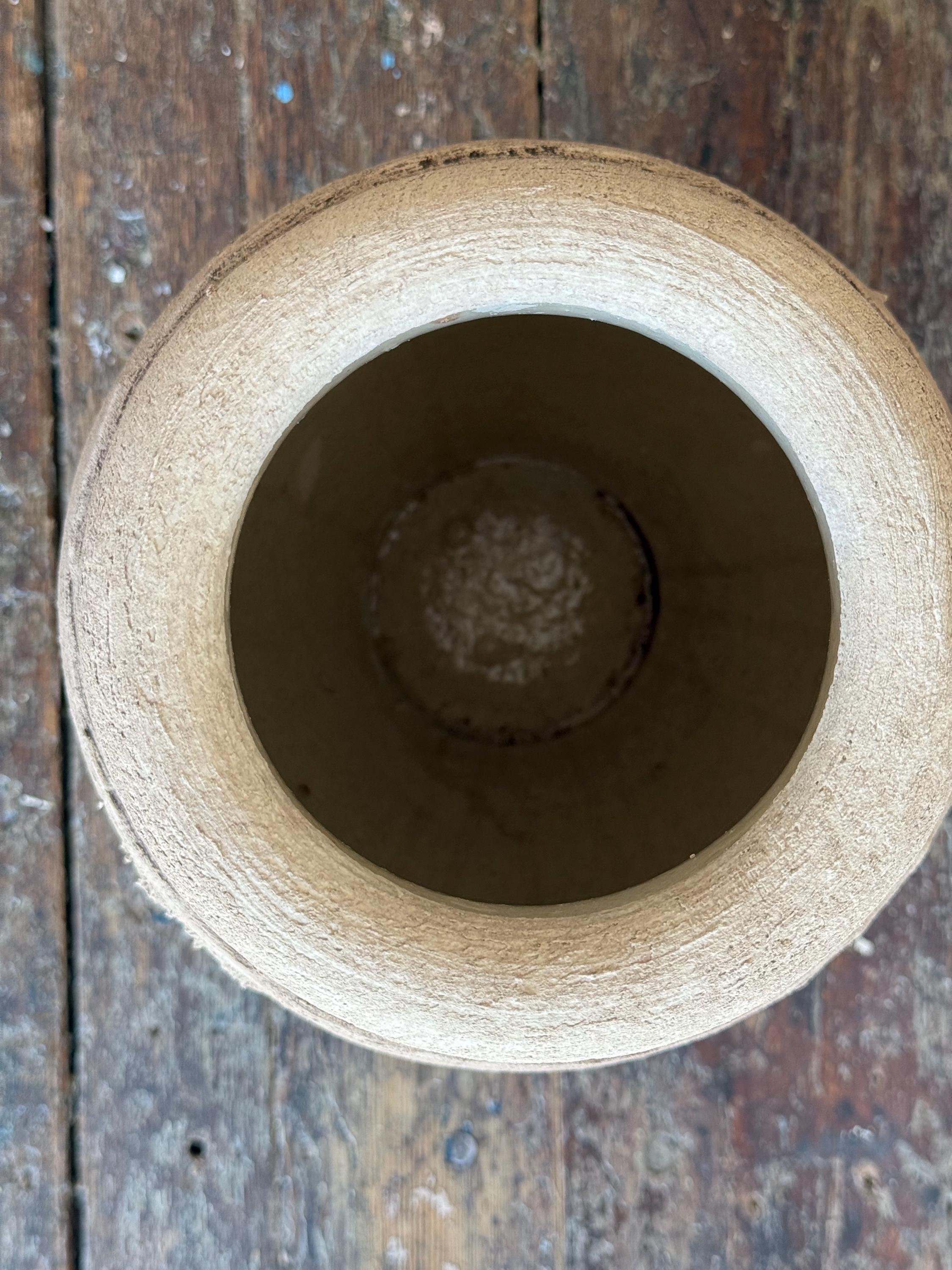 Hand-painted Beige Rustic Vase: Textured Ceramic Decor, 12" - Etsy