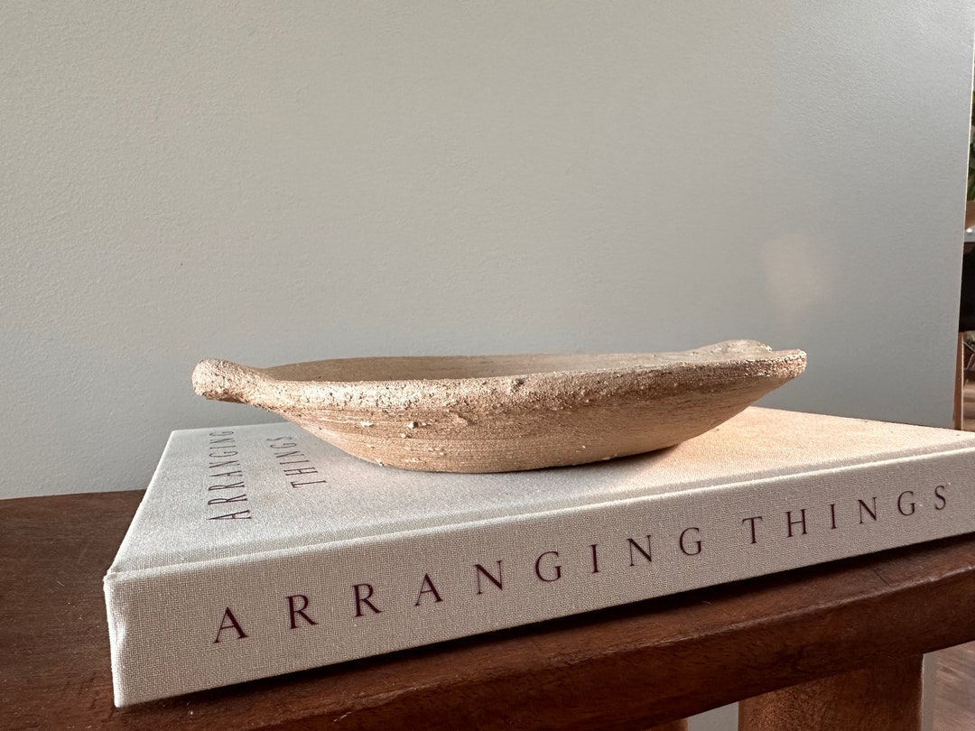 Beige Rustic Dish 10'' Wide, Catchall, Decorative Dish, Stone Texture ...