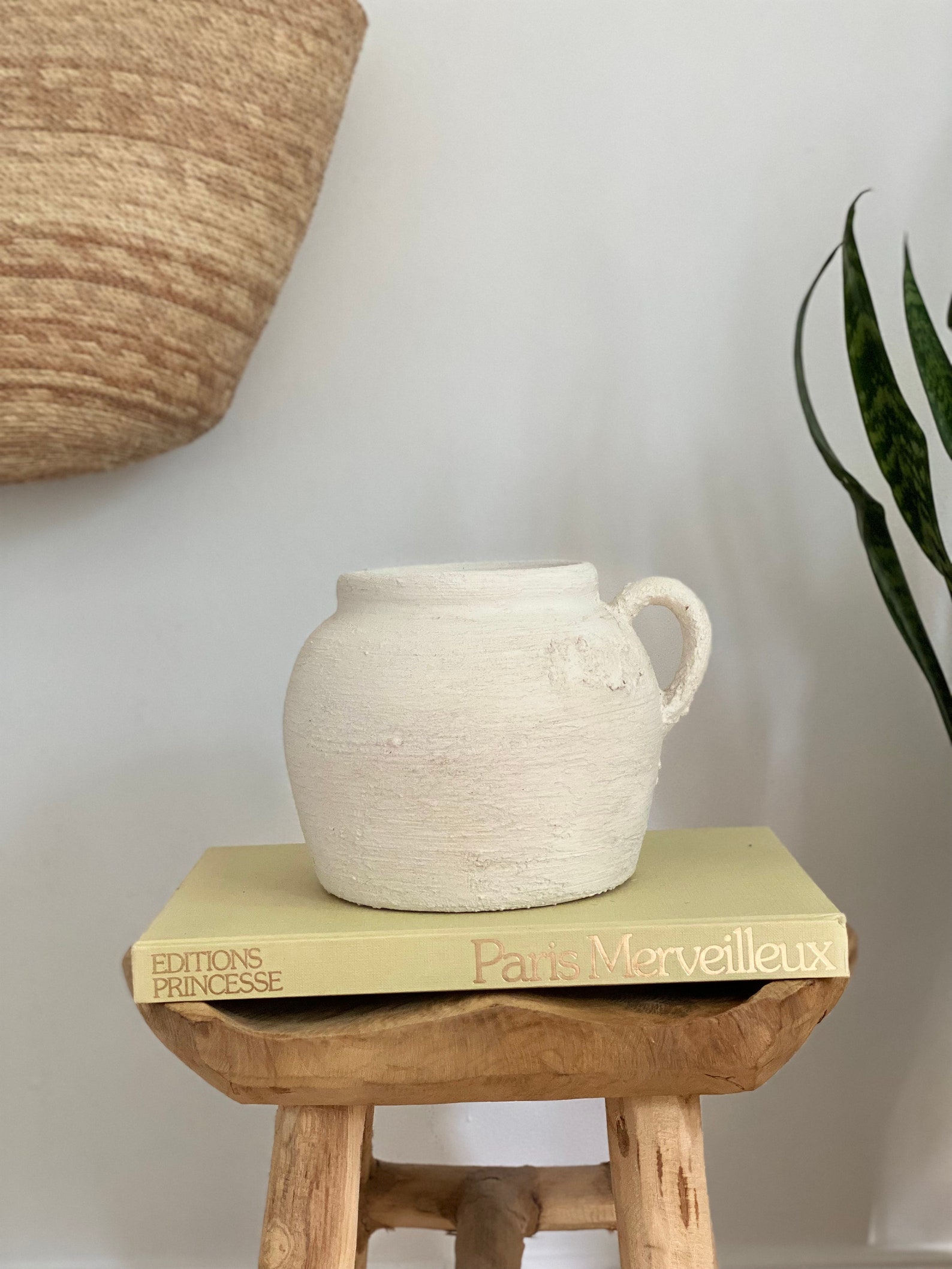 White Rustic Urn 8'' Wide Artisan Hand Painted Vase - Etsy