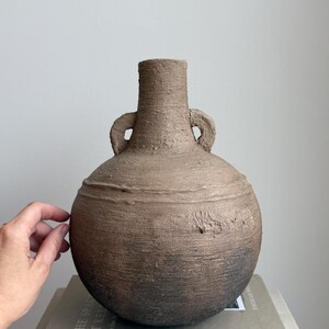 Hand-painted Beige Rustic Vase: Textured Reclaimed Terracotta Decor (12 ...