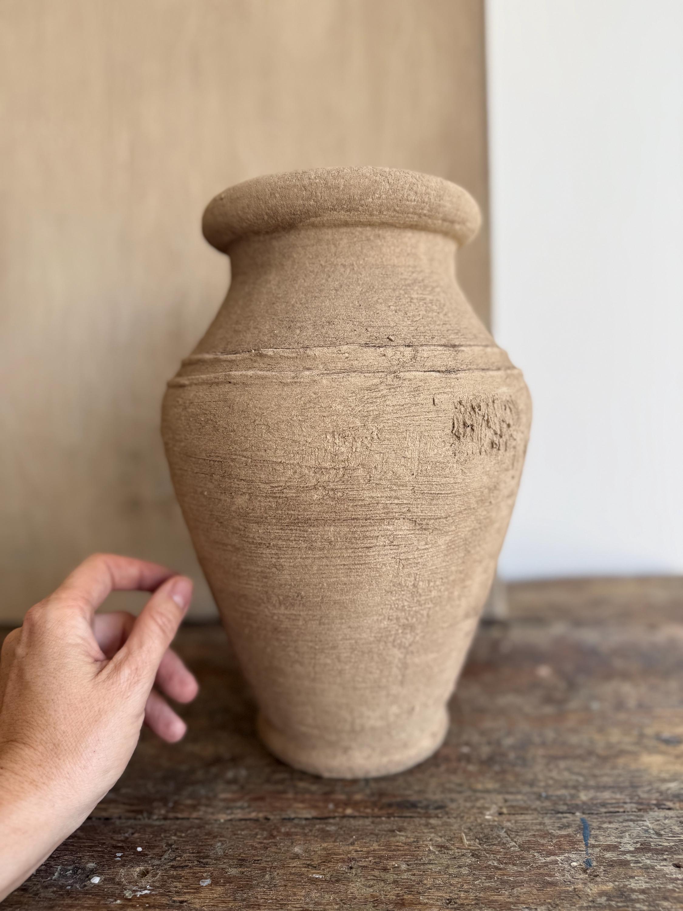 Hand-painted Beige Rustic Vase: Textured Ceramic Decor, 12" - Etsy
