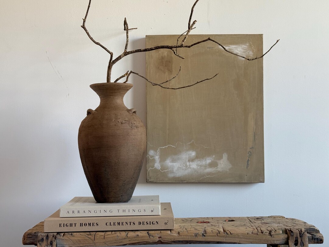 Rustic Aged Vessel, Distressed Vase With Handles, 14'' Tall, Rustic ...