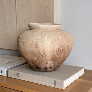 Large Vase, Aged Vessel, 9.5'' Tall, Rustic Distressed Vase, Hand ...