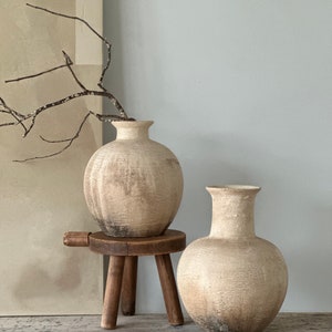 Aged Vessel, Stone Textured Vase, 14'' Tall, Rustic Artisan Vase, Hand ...