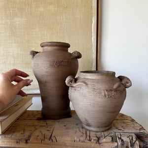 Rustic Vase, Set of 2, Aged Vessel, Rustic Distressed Vase, Hand ...
