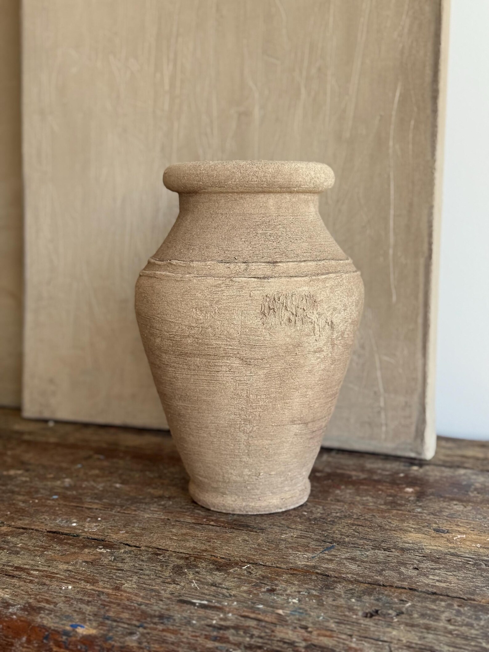 Hand-painted Beige Rustic Vase: Textured Ceramic Decor, 12" - Etsy