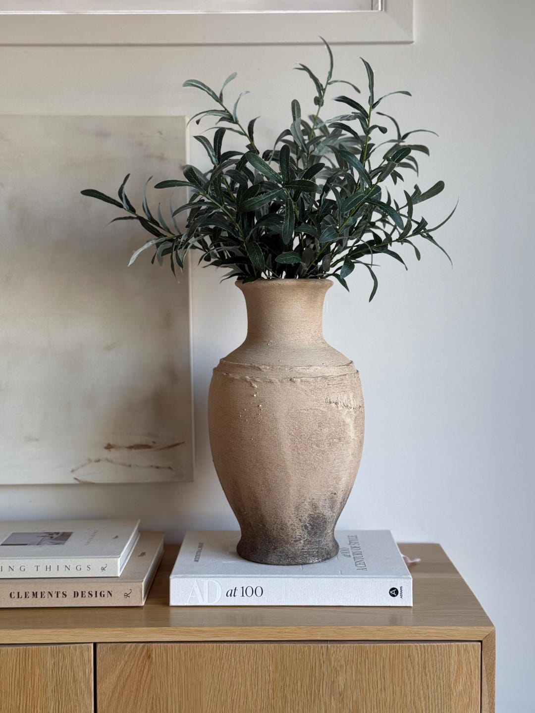 Floor Vase, Aged Vessel, 16.5'' Tall, Rustic Distressed Vase, Hand ...