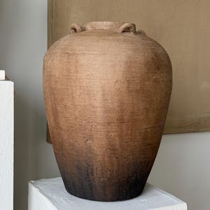 Large Rustic Floor Vase, Aged Vessel, 14'' Tall, Rustic Mediterranean ...