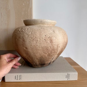 Large Vase, Aged Vessel, 9.5'' Tall, Rustic Distressed Vase, Hand ...