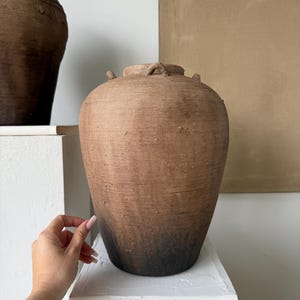 Large Rustic Floor Vase, Aged Vessel, 14'' Tall, Rustic Mediterranean ...