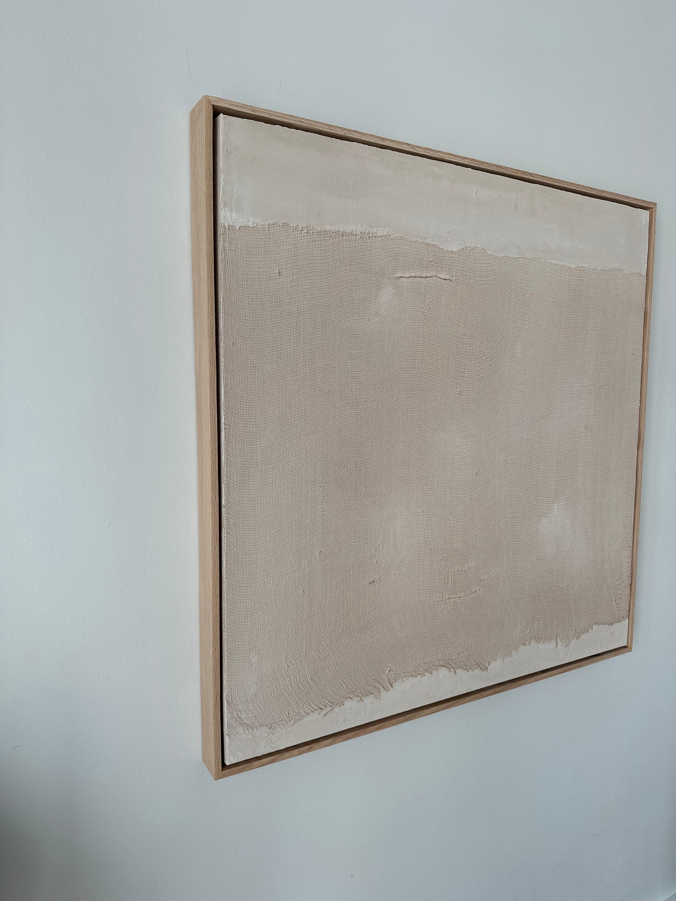 Beige Abstract Art: 30x30 Original Painting, Raw Oak Frame - Etsy