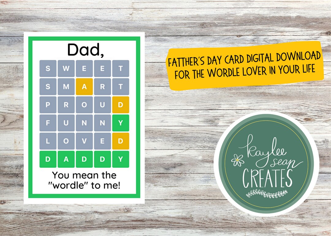 Fathers Day Card for Wordle Lover Wordle Card for Dads Digital Download ...