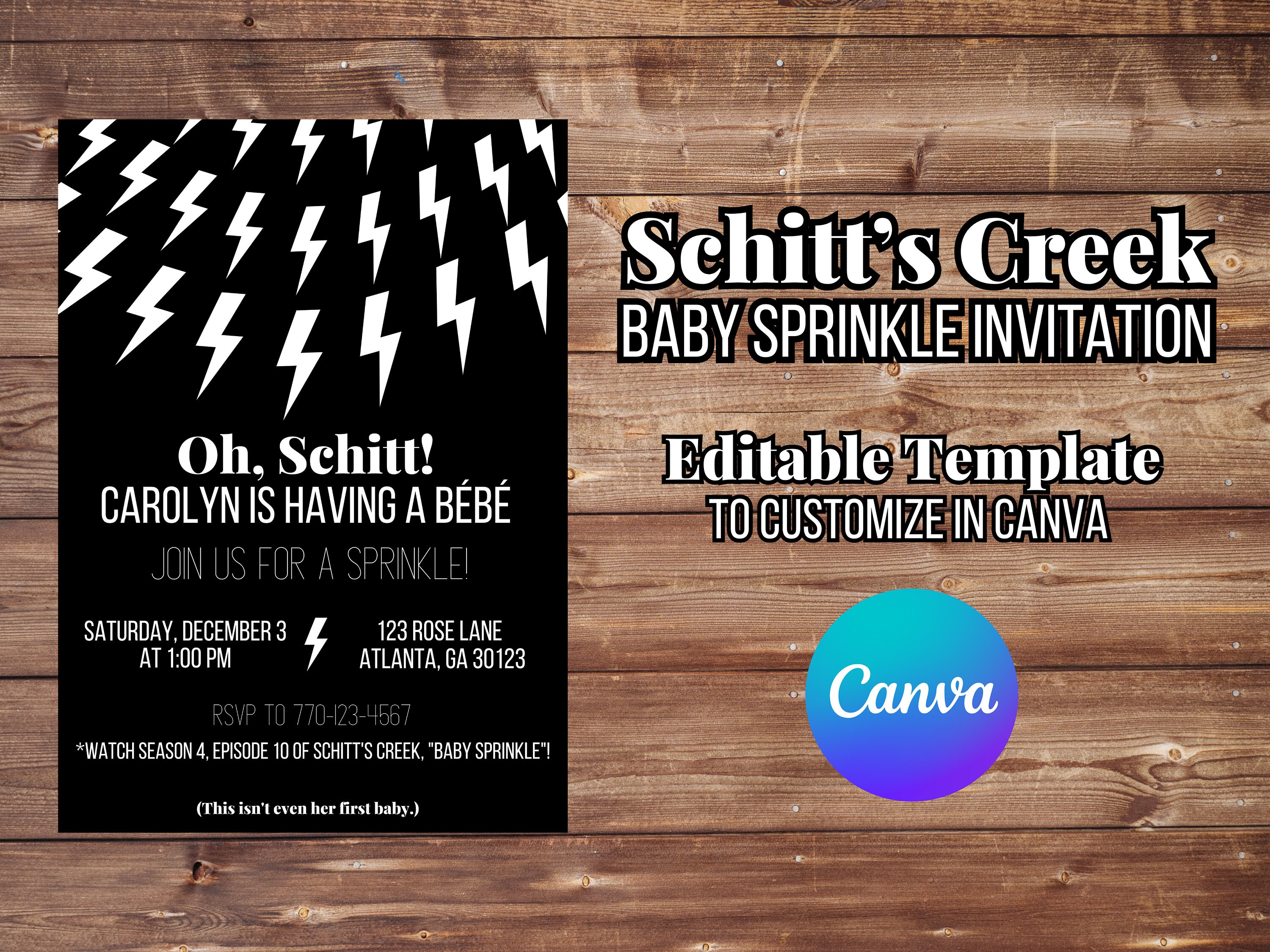 Baby Sprinkle Invitation Template for Canva Schitts Creek David Rose ...