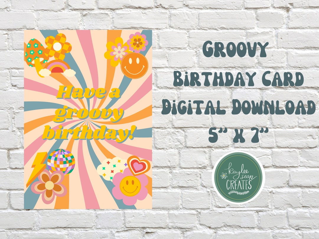 Colorful Groovy Birthday Card Retro 60s 70s Printable Card - Etsy