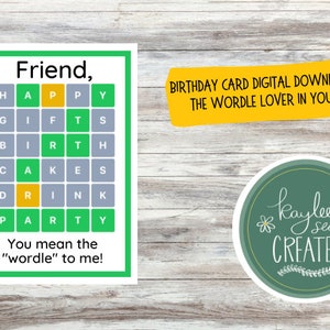 Wordle Themed Birthday Card for Friend Digital Download 5x7 Printable ...
