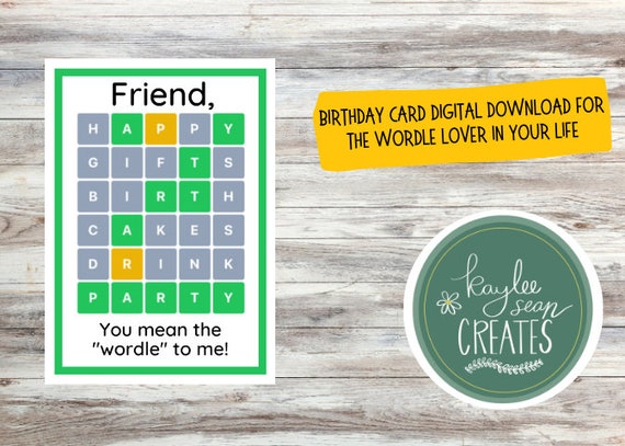 Wordle Themed Birthday Card for Friend Digital Download - Etsy