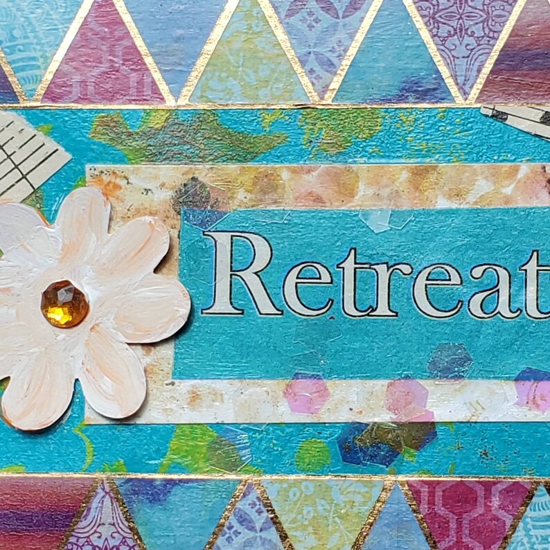 Retreat Inspirational Art Plaque 5x7 Mixed Media on Wood - Etsy
