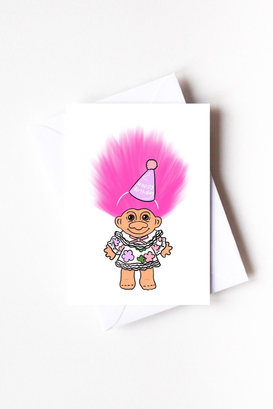 Lucky Troll 90s/ 80s Toy Inspired Card/ 60th Birthday Card/ 50th ...