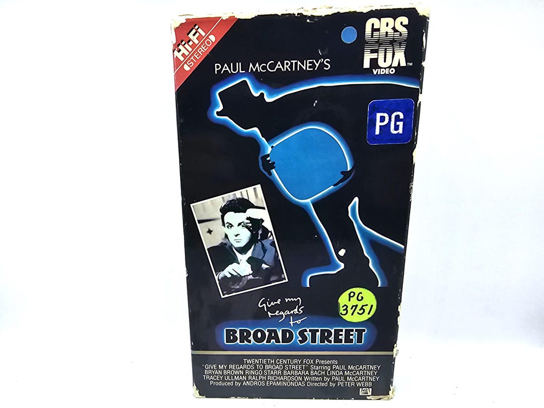 Paul Mccartney's Give My Regards to Broad Street VHS Vintage Movie Home ...