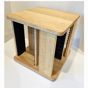 Revolving CD Rack Rotating Wood Desktop Spinning Stand 72 Compact Disc ...