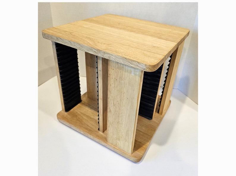 Revolving CD Rack Rotating Wood Desktop Spinning Stand 72 Compact Disc ...