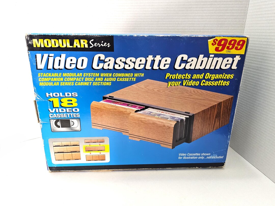 Vintage VHS Drawer Storage Cabinet Original Box Case Holds 18 Video ...