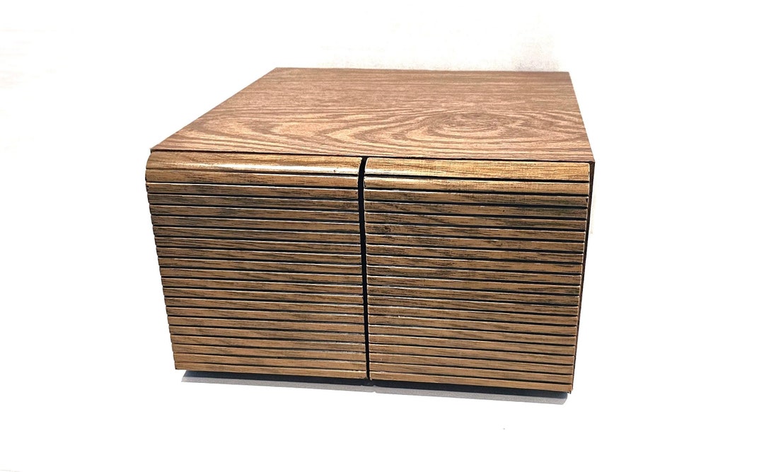 Vintage 40 CD Compact Disc Holder 2 Drawer Storage Case Simulated Wood ...