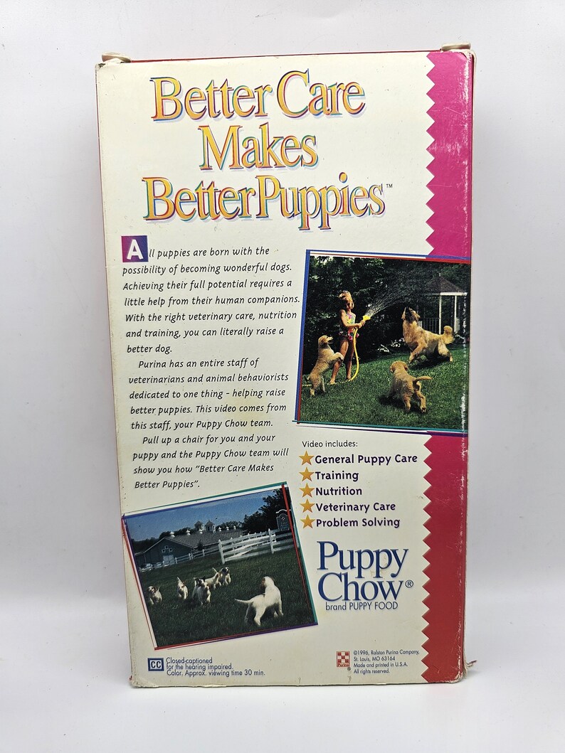 Better Care Makes Better Puppies VHS Videocassette Vintage Purina Puppy ...