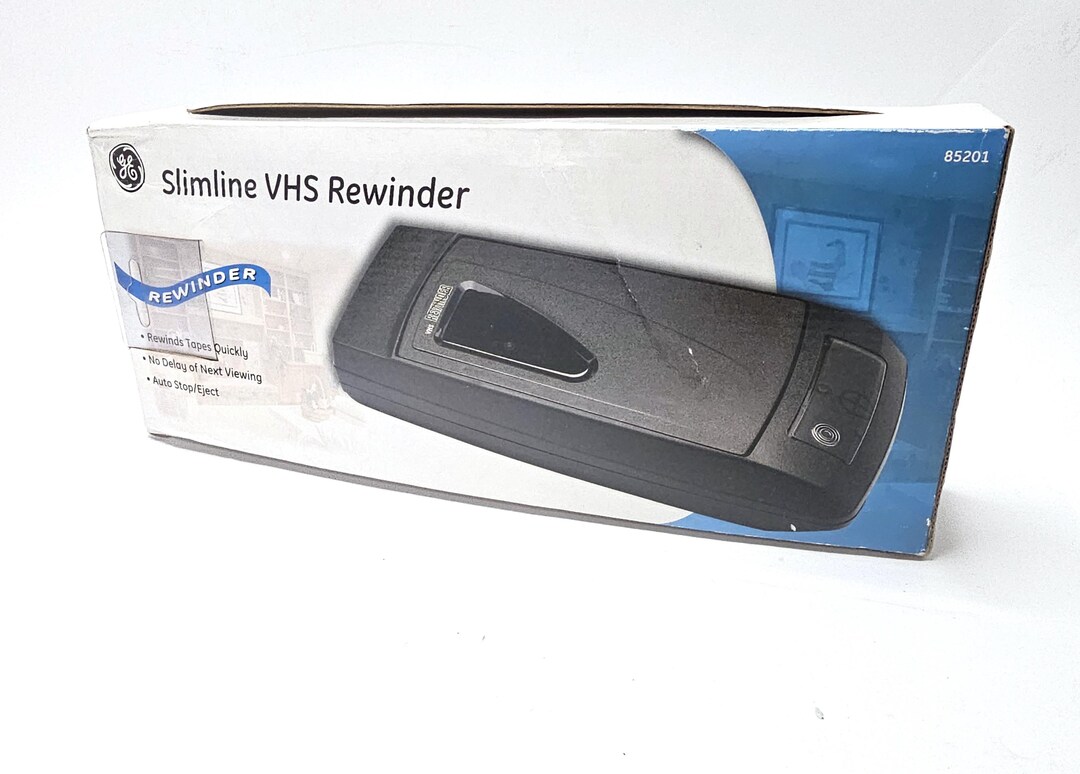 Vintage VHS Rewinder GE Slimline Retro NEW in Box Black Videocassette ...