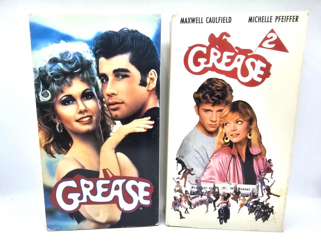 Grease and Grease 2 VHS Movie John Travolta Olivia Newton-john Michelle ...
