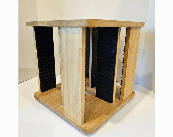 Revolving 72 CD Rack Rotating Wood Desktop Spinning Stand Compact Disc ...