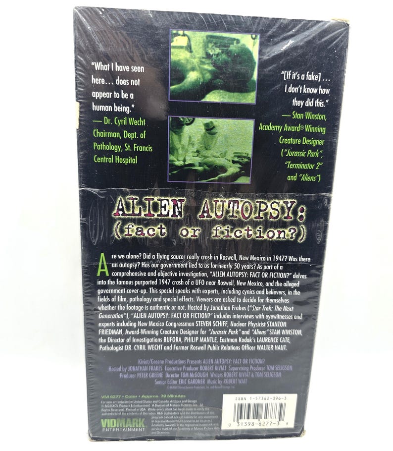 Alien Autopsy VHS Documentary Movie Fact or Fiction Former Rental ...