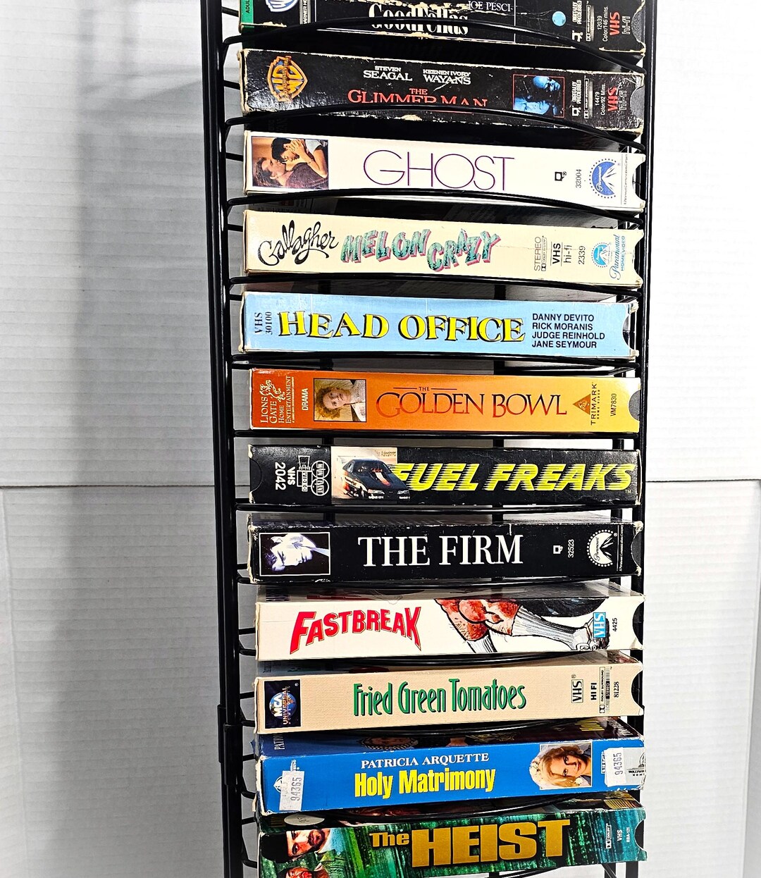 Vintage VHS Display Tower Stand 30 Video Tape Holder Floor Rack Black ...