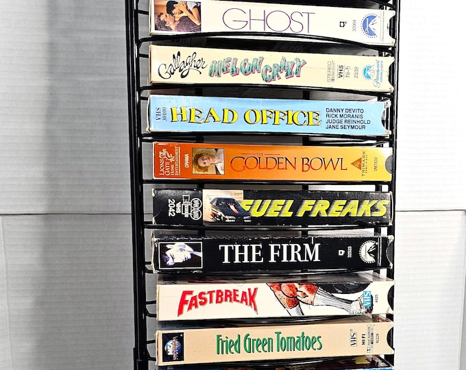 Vintage VHS Display Tower Stand 30 Video Tape Holder Floor Rack Black ...