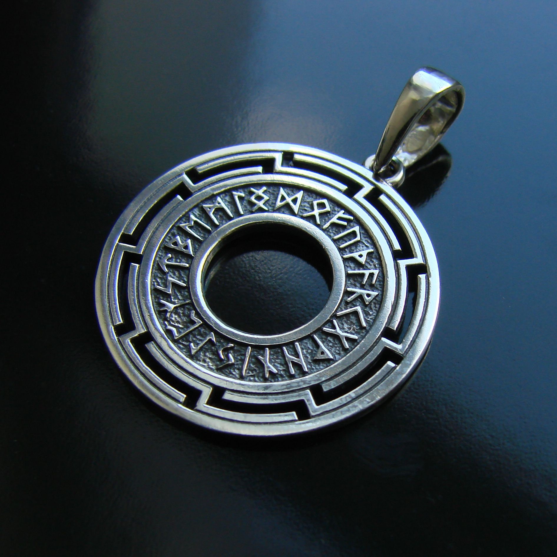 Viking Rune Wheel 925 Sterling Silver Pendant Heathen Runic - Etsy