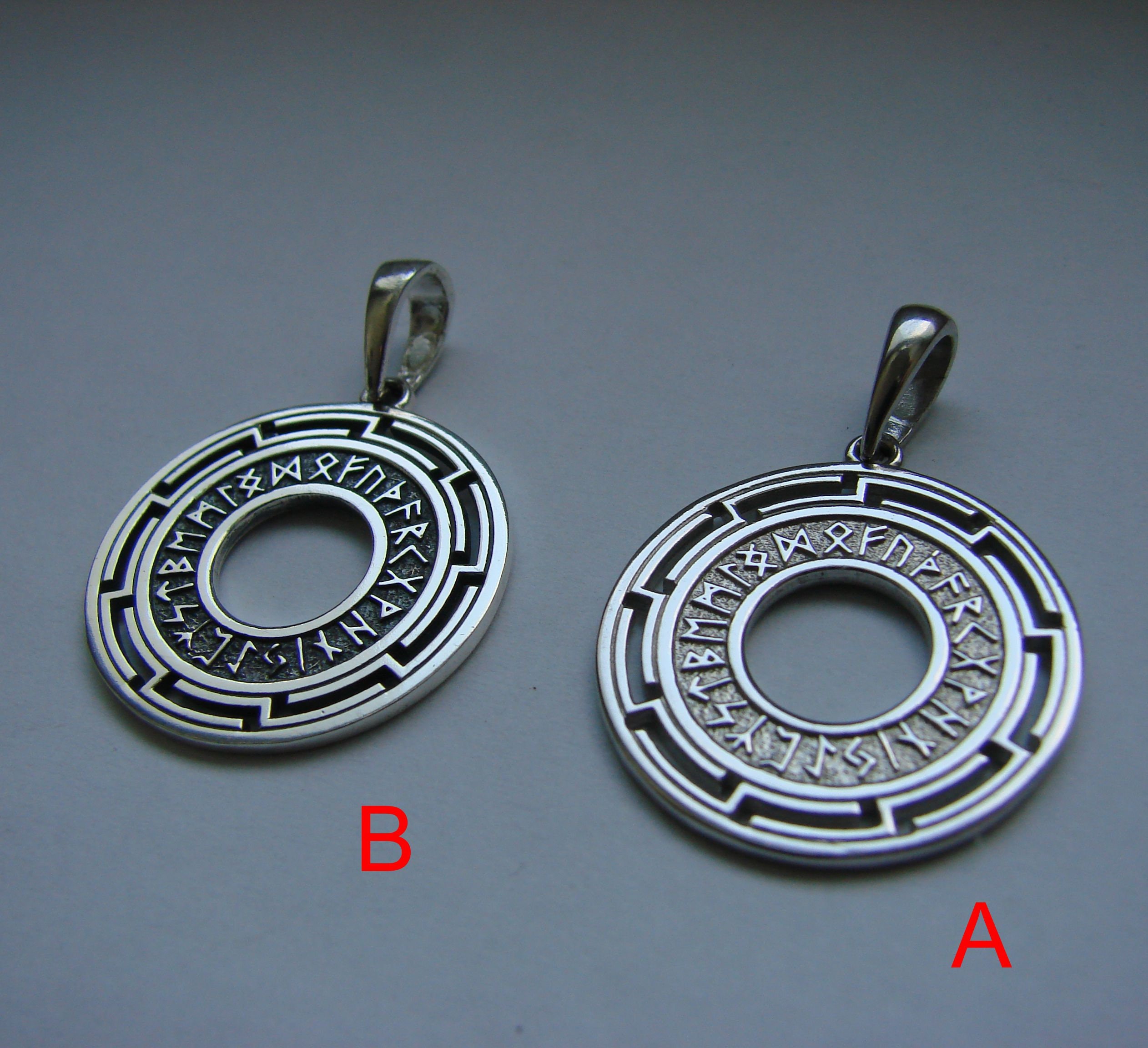 Viking Rune Wheel 925 sterling silver Pendant Heathen Runic | Etsy