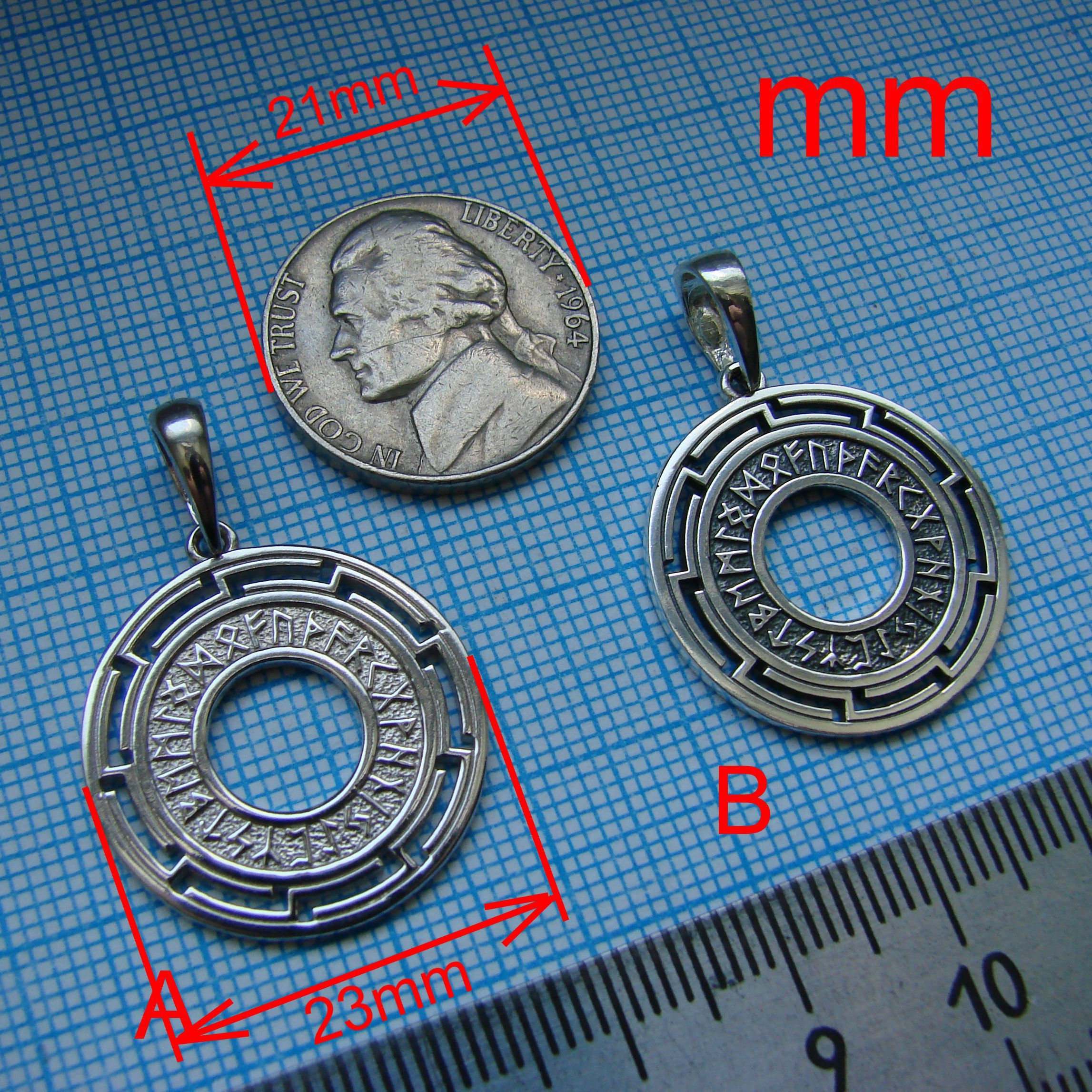 Viking Rune Wheel 925 sterling silver Pendant Heathen Runic | Etsy