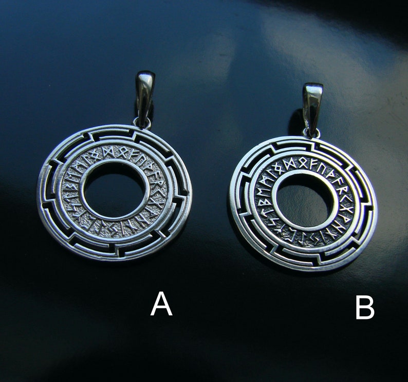 Viking Rune Wheel 925 Sterling Silver Pendant Heathen Runic - Etsy