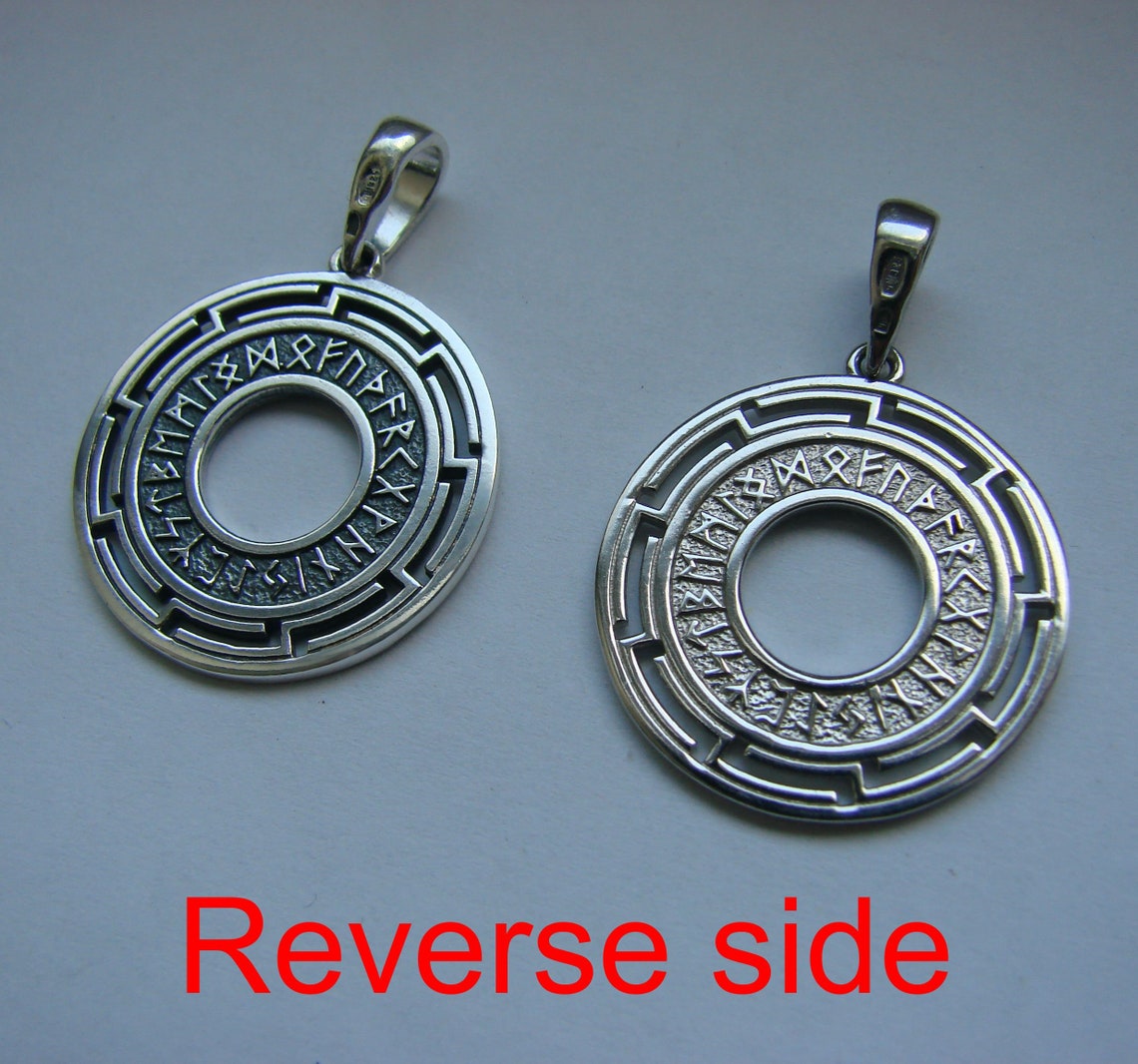 Viking Rune Wheel 925 Sterling Silver Pendant Heathen Runic - Etsy